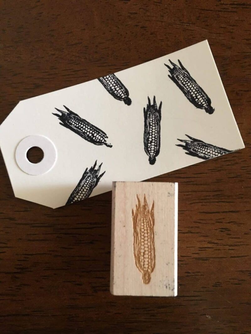 Mini Corn Stamp - 1 inch x .5 inch stamp - hand drawn ear of corn ...