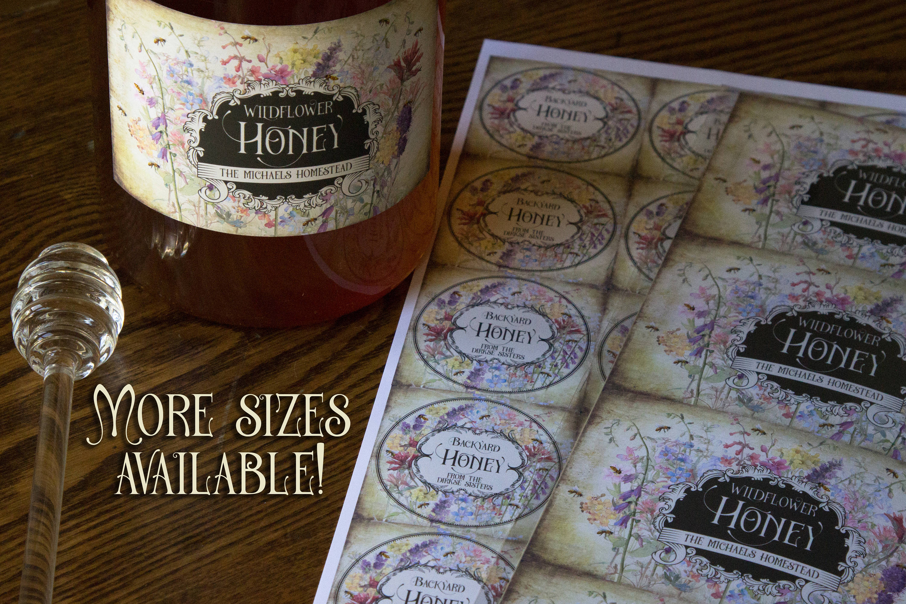 Custom Honey Labels - Vintage Wildflowers